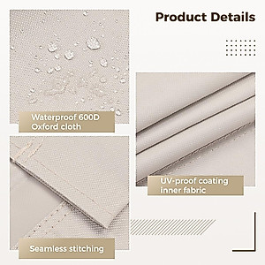 Homaisson Swing Cushion Covers, Waterproof Outdoor Swing Seat Protection Cover, 600D Oxford Cushion Replacement Swing Seat Cover for Patio Garden Yard(Beige,XL)