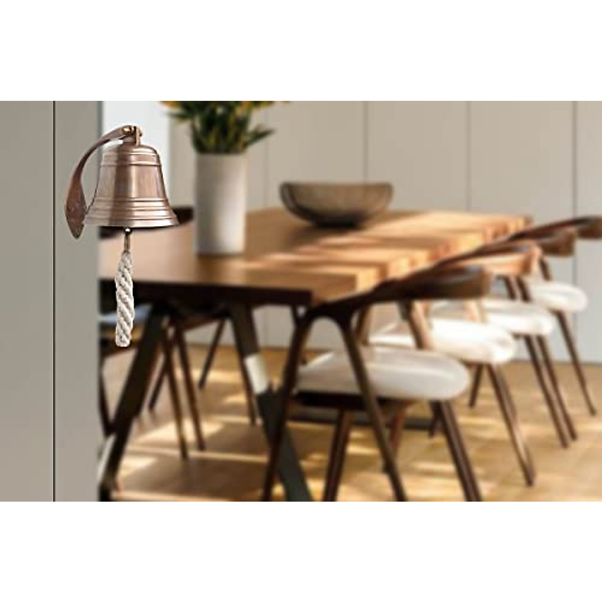 4" Solid Antique Brass Bell Quality Marine Wall Mounted Ship Hanging Bell Perfect for Dinner, Indoor, Outdoor, School, Bar, Reception, Last Order & Church by The Metal Magician