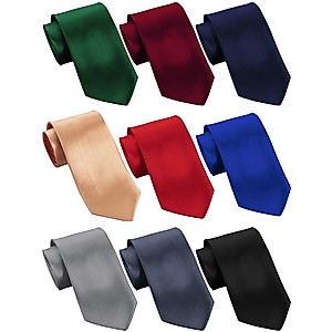 SATINIOR 9 Pieces Men's Slim Tie Skinny Necktie Solid Color Tie Retro Classic 3 Inches Skinny Ties, Multicoloured, One Size