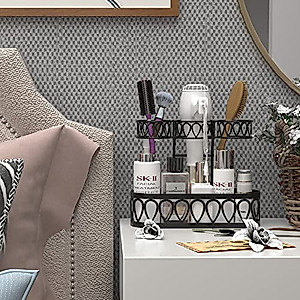 GILLAS Hair Tool Organizer, Hair Dryer and Styling Holder Organizer Wall Mounted/Countertop, Bathroom Storage for Hair Dryer, Flat Iron, Curling Wand, Hot Tools Organizer, Black