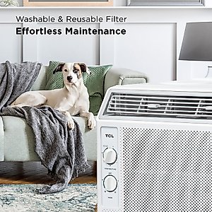 TCL H5W33M 5,000 Mechanical Controls 5000 BTU Window Air Conditioner,150 Sq. Ft, Easy-to-Use, Reusable Filter, Compact Design, White