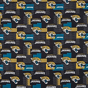 Jaguars Squares Cotton Fabric - 1 Yard