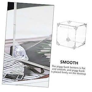 JOEBO Acrylic Piggy Bank Tabletop Coin Container Tabletop Saving Bank Money Supply Cash Saving jar Transparent Bank Daily use Saving Pot Compact Bank Cylinder Household Products 15c