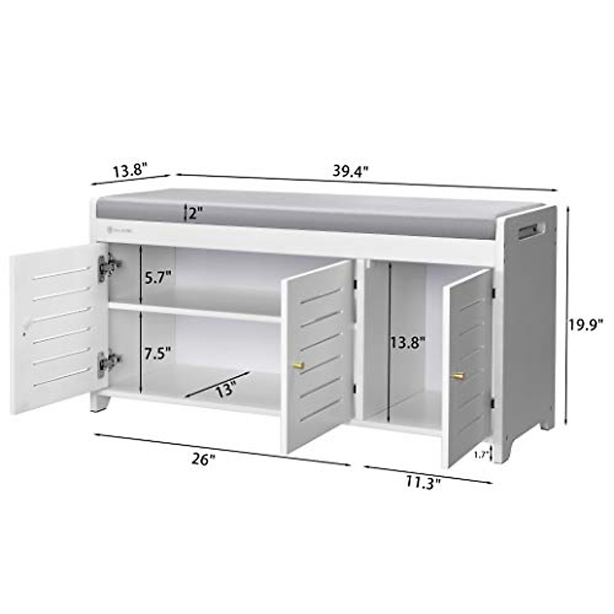 BALANBO Shoe Storage Bench Shoe Cabinet Bamboo Shoe Rack Cushion Seat Soft for Comfort Style Perfect for Entryway First Impression（White）