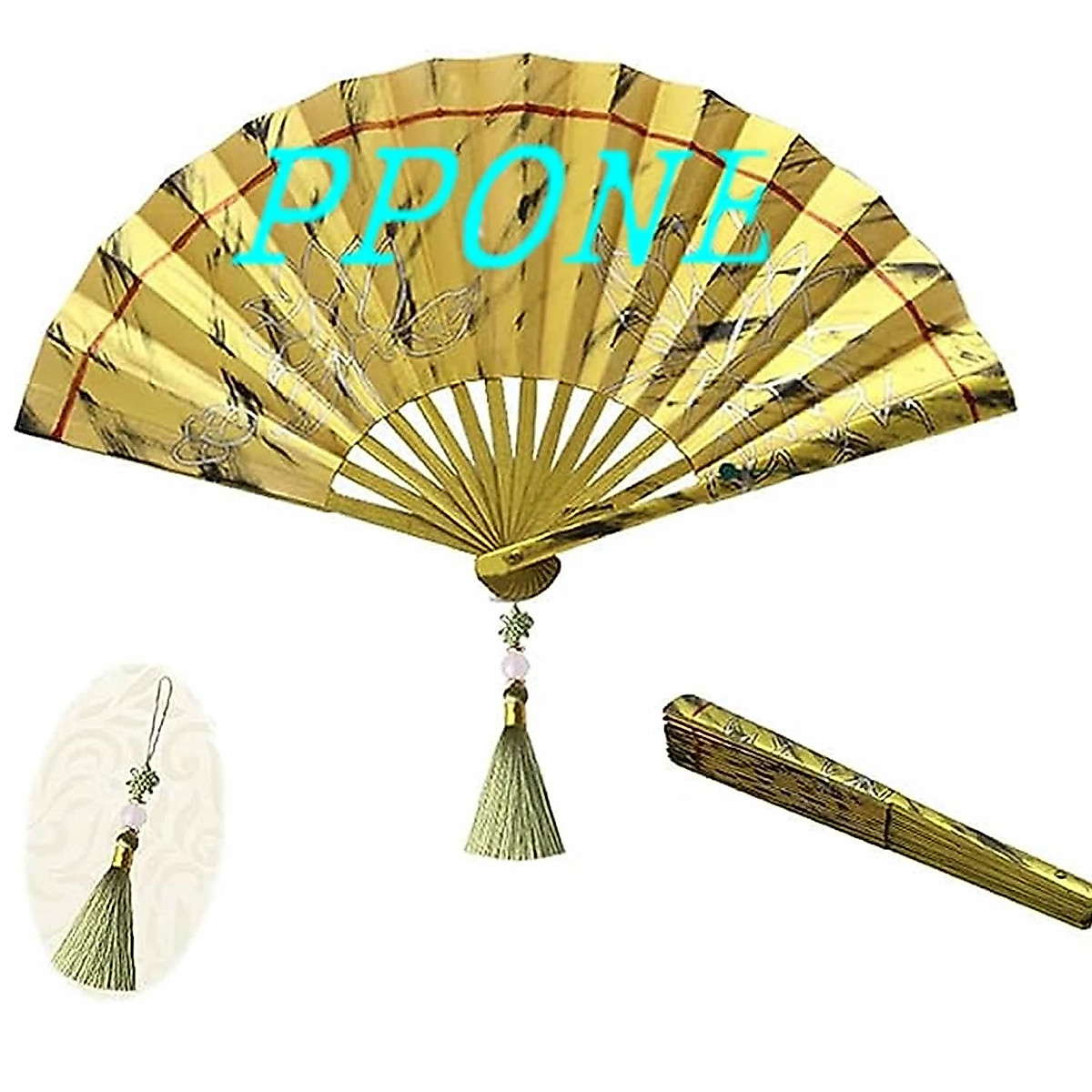 PPONE Douma Cosplay Fan with Douma Keychain Anime De-mon Slay-er Costume Prop Folding Fan Pendant (2PC fan)