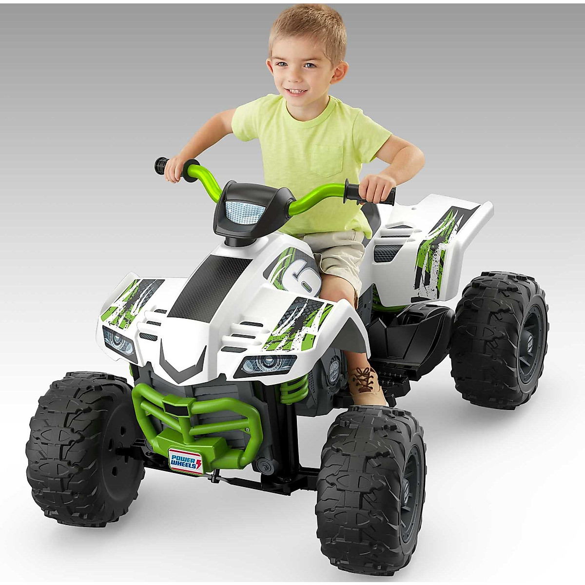 Power Wheels Racing ATV Ride-On Battery Powered Vehicle with Multi-Terrain Traction for Preschool Kids Ages 3+ Years, Silver​