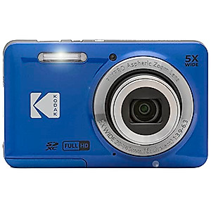 Kodak PIXPRO FZ55 Digital Camera, Blue Bundle with Lexar 32GB High-Performance 800x UHS-I SDHC Memory Card + Deco Photo Point and Shoot Field Bag Camera Case