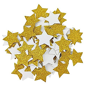 Mybbshower 1.5 inch Gold Glitter Adhesive Star Stickers for New Year Birthday DIY Decoration Pack of 150