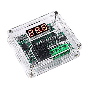 ALMOCN 2PCS W1209 DC Digital Temperature Controller Board 12V with Case, Red Digital Display Thermostat -50-110°C Electronic Temperature Temp Control Module Switch Waterproof