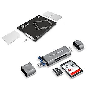 3IN1 SD Card Reader for iPhone+Credit Card Size SD Card Case