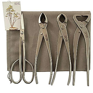 Vouiu 4-Piece Bonsai Tool Set,Concave Cutter,Knob Cutter,Trunk Splitter,Bonsai Scissors