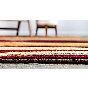 Unique Loom Barista Collection Modern, Abstract, Stripes, Urban, Rustic, Warm Colors Area Rug, 2' 2 x 6' 0 Runner, Multi/Beige