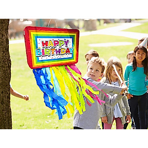 Birthday Piñata 4-Piece Set great for Boy, Girl, and Adult party. Happy Birthday Decorations, fun & unique style, fits candy party favors (16”X10”) durable!