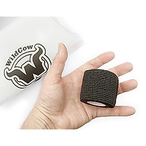 WildCow 2" Black Vet Wrap Tape Bulk, 12 Pack Cohesive Bandage Wraps, Self Adherent Grip Rolls - Solid Colors