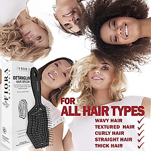 Fiora Naturals Hair Detangling Brush -100% Bio-Friendly Detangler hair brush w/Ultra-soft Bristles- Glide Through Tangles with Ease - For Curly, Fine, Women, Men, Kids, Toddlers, Wet and Dry Hair