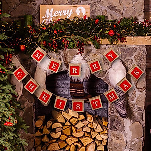 Christmas Decorations for the Home, hogardeck Merry Christmas Banners, Burlap Christmas Decorations, Rustic Farmhouse Christmas Decor, Christmas Sign Hangings for Windows, Door Entry, Fireplace, Wall