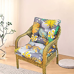 Outdoor Seat/Back Chair Cushion Tufted Pillow, Waterproof Rocking Chair Cushion Patio Replacement Cushions with Non-Slip Ties (Flower)