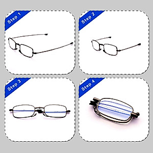 GOOSEN 3-Pack Reading Glasses Men Women, Pocket Wallet Purse Compact Hard Cases Folding Readers, Blue light Glasses Spring Hinge 2.0 x
