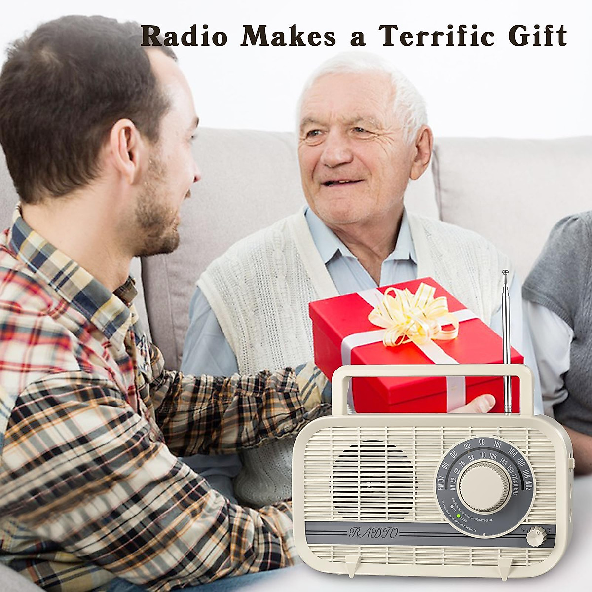 Audiocrazy Radio with Bluetooth, Radio Portable AM FM, Plug in Wall and Play, or AA Battery Operated Radios, Best Reception Vintage Retro Radio Built in Clear Speaker Headphone/AUX in Jack Yellow