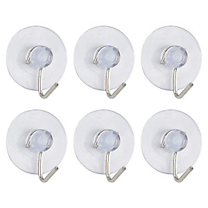 uxcell 6pcs Suction Cup Hooks 1 Inch Diameter Wall Hooks Hangers Removable Kitchen Bathroom Wall Vacuum Holder for Smooth Tile Glass