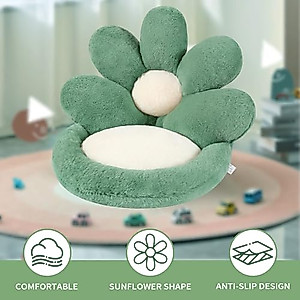 Ditucu Flower Shape Seat Cushion Comfy Kawaii Gaming Chair Cushions 19 inch Lazy Sofa Office Floor Pillow Pad Cute Stuff for Gamer Bedroom Decor Green