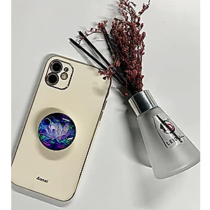 WUYULB Clear Glitter Purple Lotus Flower Design Expandible Collapsible Mobile Phone Grip Cell Phone Stand Holder for Smartphones Cellphone Accessory