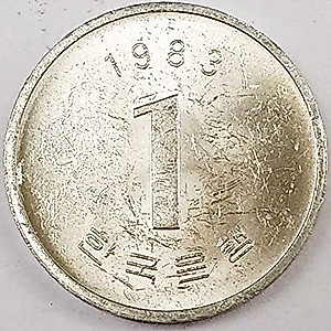 Exquisite Collection of Commemorative Coins South Korea 1983 1 Won Aluminum Coin Flower.17mm Collectible Non-Gaming Coin