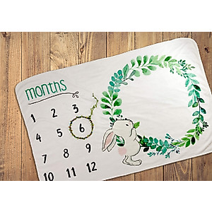 Achilles Axis Baby Milestone Blanket - Organic Soft Plush Fleece Unisex Design - Large 60 in x 40 in - Flower Photography Background Prop Included