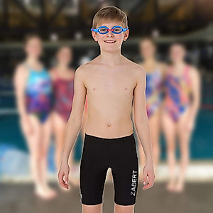 ZABERT 2 Pack Kids Swim Goggles, Blue Yellow & Blue Red, UV Protection, Adjustable, Shatterproof