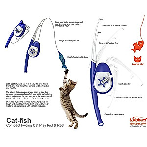 L'chic Cat Fishing Pole Teaser, Indoor Cat Interactive Fishing Wand Toy Pole, Pet Companion Toy, Cat Toys for Indoor Cats, Toy Fishing Pole, Gift Fish Cat Toy, Cat Must Haves for Play & Exercise