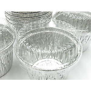 KitchenDance Disposable Aluminum Baking Cake Cup with Dome Lid - 7 Ounces Round Dessert Cups for Cakes, Muffin Cups - Aluminum Foil Baking Cup Perfect for Baking, Preparing Food, 1210P, 50 Count
