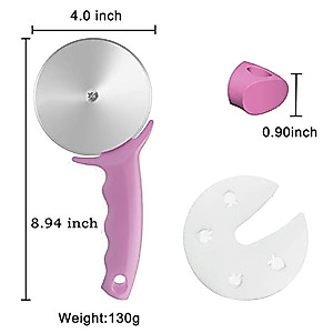 4" Pizza Cutter Wheel,Stainless Steel Large Pizza Cutter with Cover, Super Sharp Pizza Slicer-Dishwasher Available,Smooth Rotating Large Pizza Wheel Cutter Safe with Healthy Material (Rosy, 4 inch)