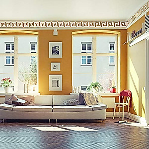 24 Pcs Wall Geometric Greek Mirror Stickers Removable Acrylic Geometric Greek Key Wall Decals Peel and Stick Art Adhesive Mirror Stickers for DIY Home Living Room Bedroom Decor (Silver, 24 Pieces)