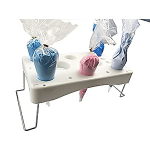 Cake Decorating Icing Bag Holder Tray Stand - 8-Hole Cream Bag Rack Icing Shelf ABS Stainless Steel Detachable Cake Decorating Pastry Bag
