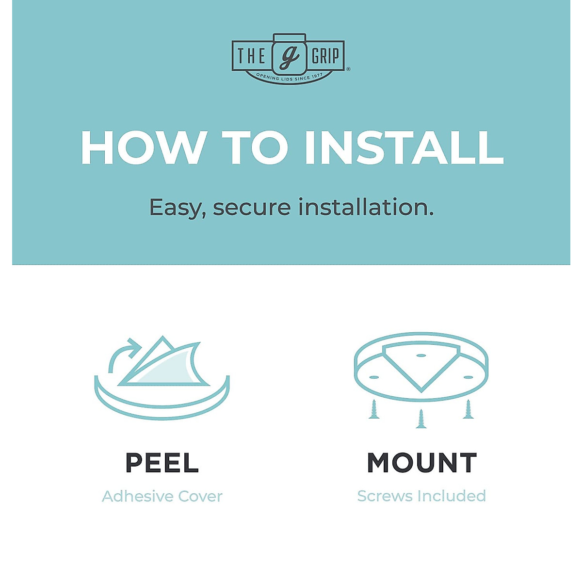 The Grip Jar Opener | Original Under Cabinet Jar Lid & Bottle Opener, Made in USA – Effortless Jar Opener for Weak Hands & Seniors with Arthritis - Open Any Size Jar & Can – Kitchen Gadgets Must Have