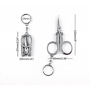 yueton 3pcs Stainless Steel Folding Travel Scissors Cutter with Key Ring