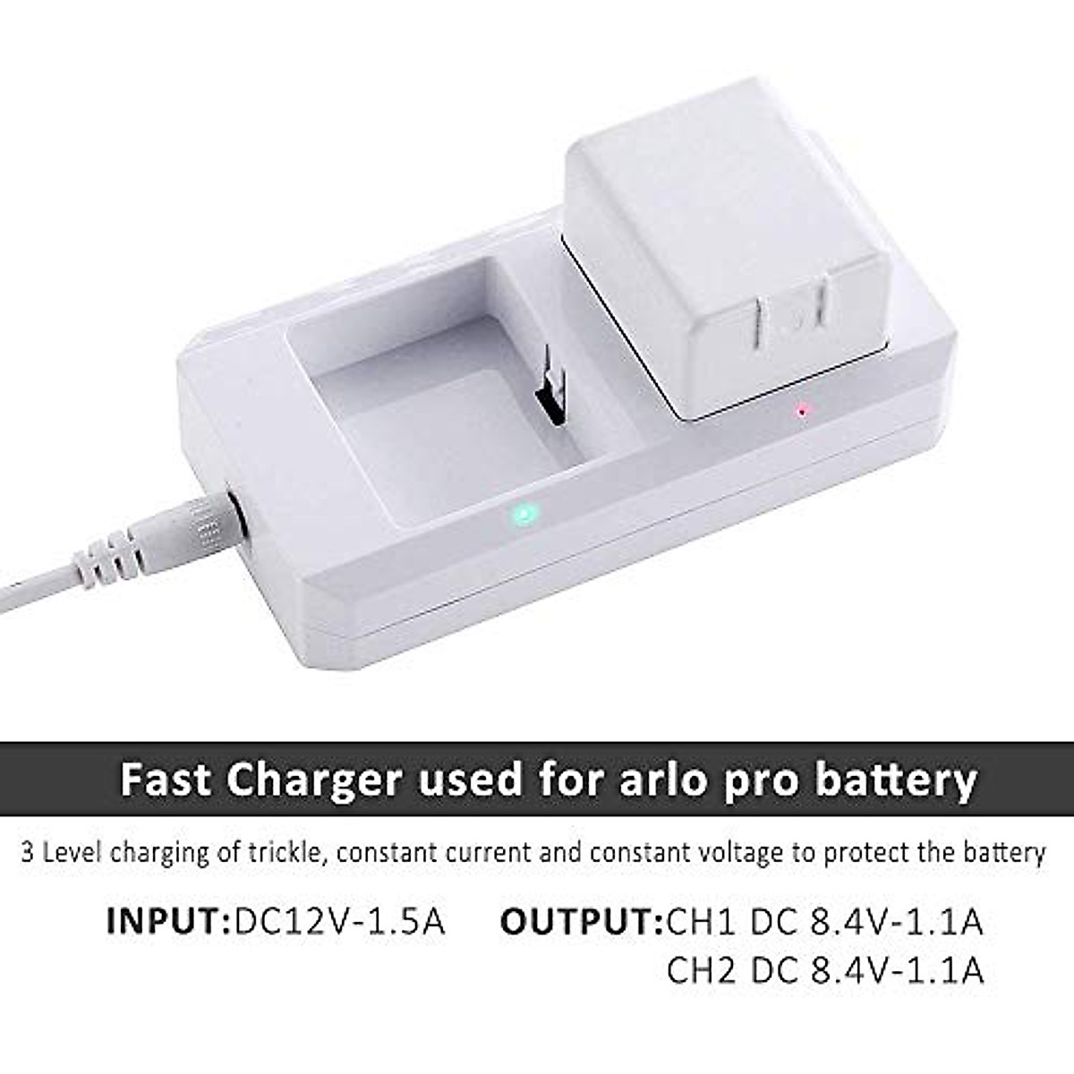 Charging Station for Arlo Charger for Arlo Batteries for Arlo Pro & Arlo Pro 2 & Arlo Go & Arlo Security Light VMA4410 Fireproof Material Adapter Pass FCC & UL Certified
