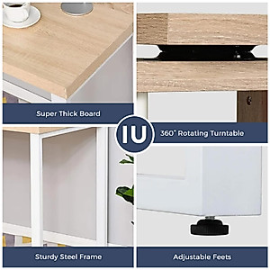 IULULU Computer Desk, 360° Rotating Corner L Shaped Table with Storage Shelves, Home Office Study Writing Workstation Space-Saving