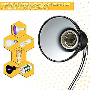 Reptile Heat Lamps, Turtle Lamp UVA/UVB Turtle Aquarium Tank Heating Lamps with Clamp, 360° Rotatable Basking Lamp for Lizard Turtle Snake Aquarium Aquatic Plants with 2 Heat Bulbs (E27,110V)