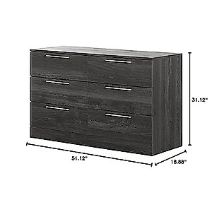 South Shore Step One Essential 6-Drawer Double Dresser, Gray Oak