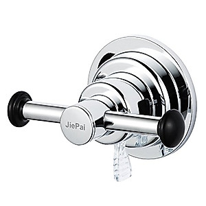 JiePai Suction Cup Towel Holder,Removable Bathroom Towel Rack,Vacuum Suction Cup Hooks for Towel Bath Robe Coat Loofah-Drill Free,Chrome