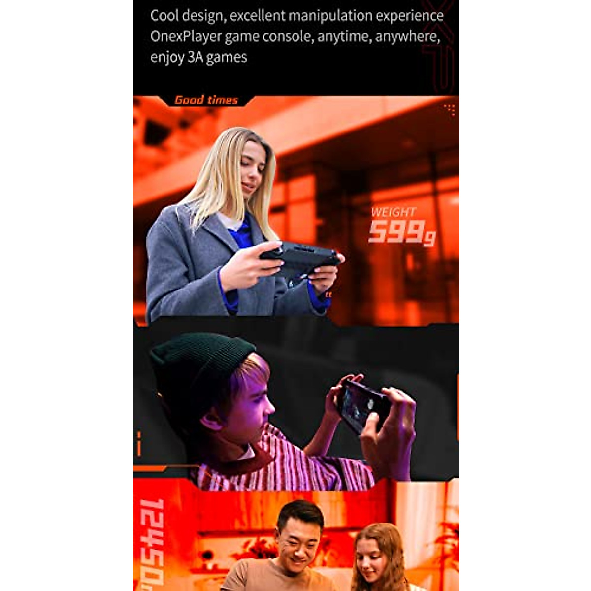 QUJUSO OnexPlayer Mini Pro 7" Handheld Game Console Portable PC Mini Laptop UMPC Win 11 AMD Ryzen 7 6800U 16GB LPDDR4 RAM/512GB NVMe M.2 SSD 1920 *1200 Display Screen(Black)