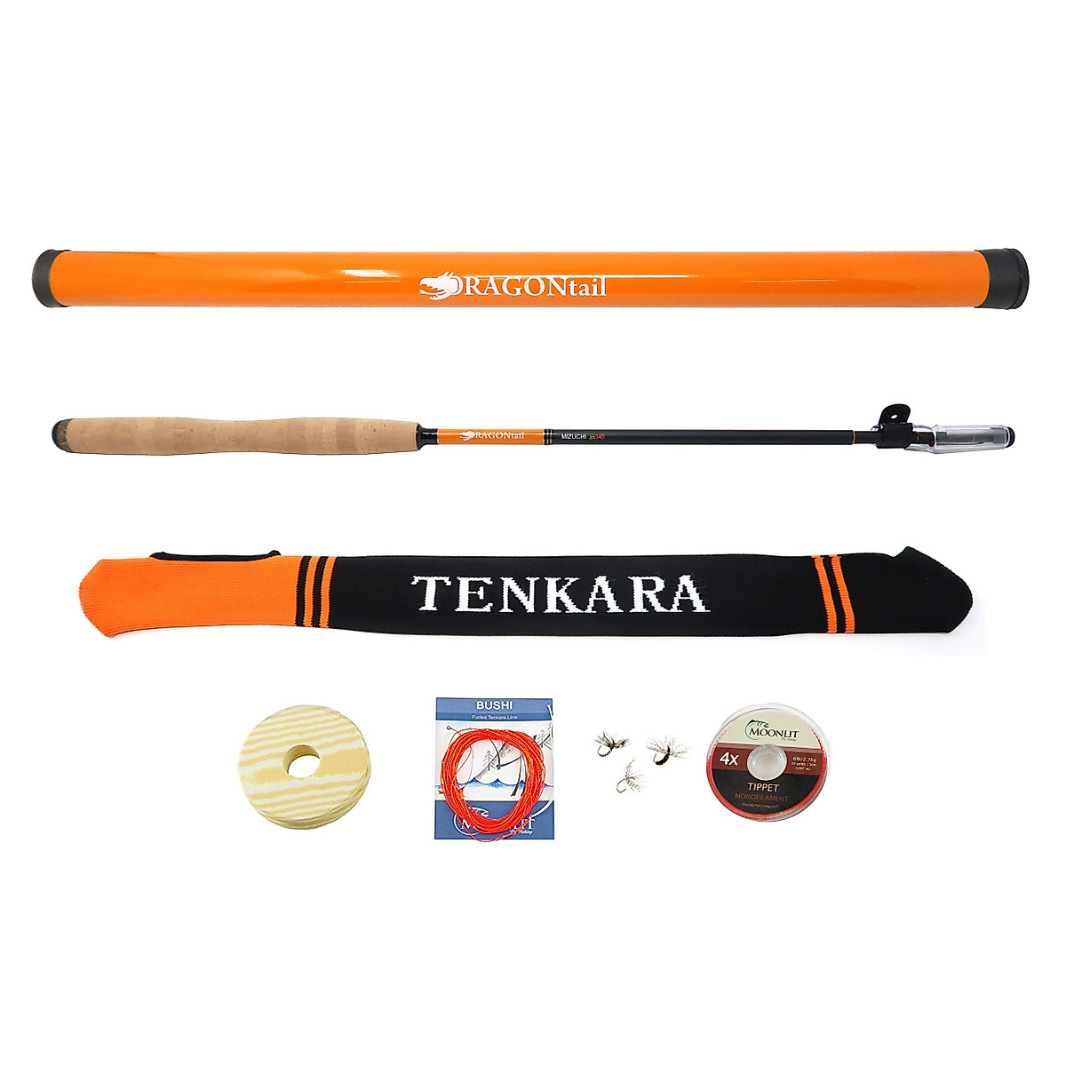 DRAGONtail MIZUCHI zx340 Zoom Small Stream 3 Length Tenkara Rod (with Furled Line Starter Kit)