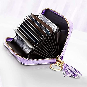 ENYISDAN Purple Small Wristlet Wallets for Women Glitter Cute FRID Leather Credit Card Holder Wallets for Ladies Girls Short Purse