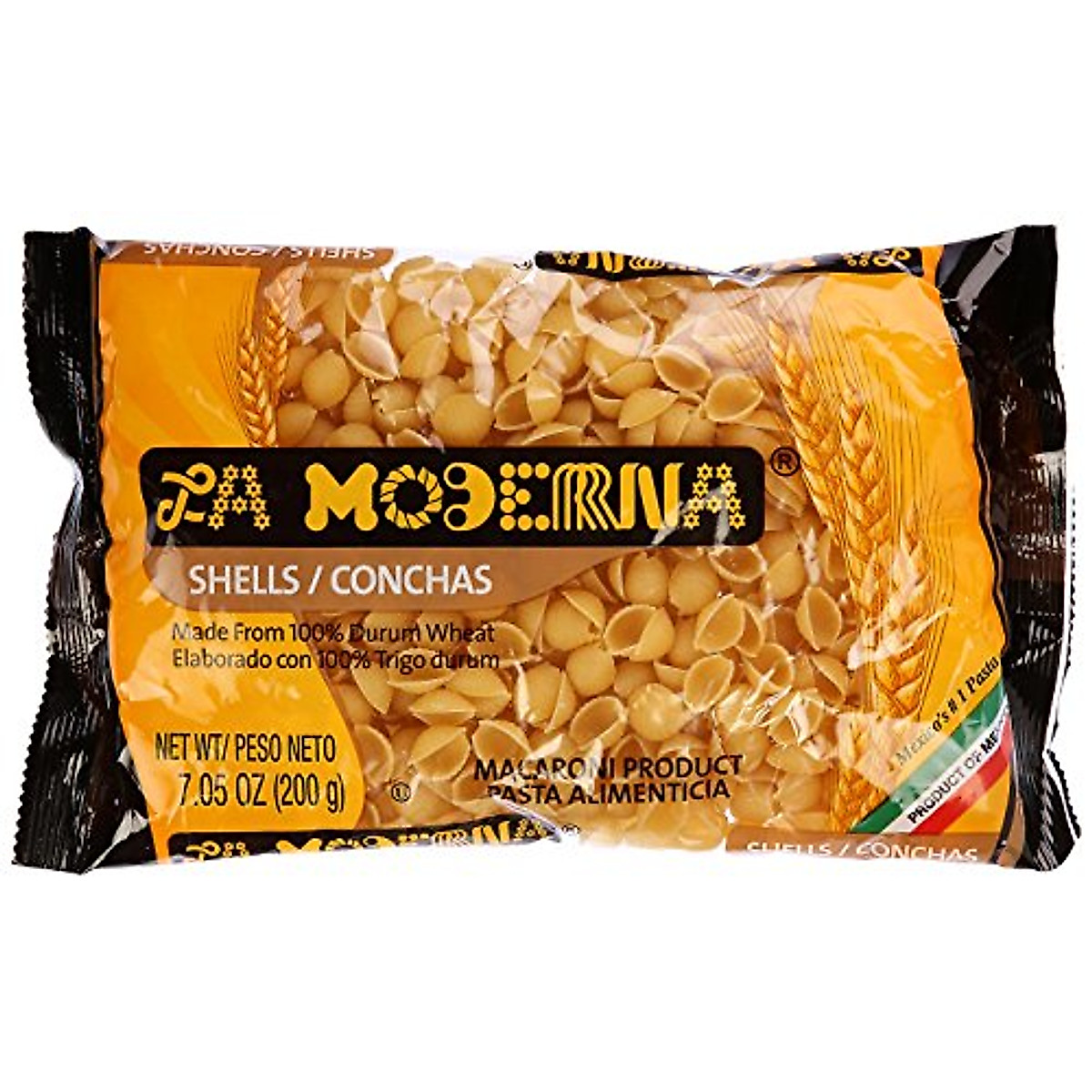 La Moderna Shells Pasta, Noodles, Durum Wheat, Protein, Fiber, Vitamins, 7 Oz