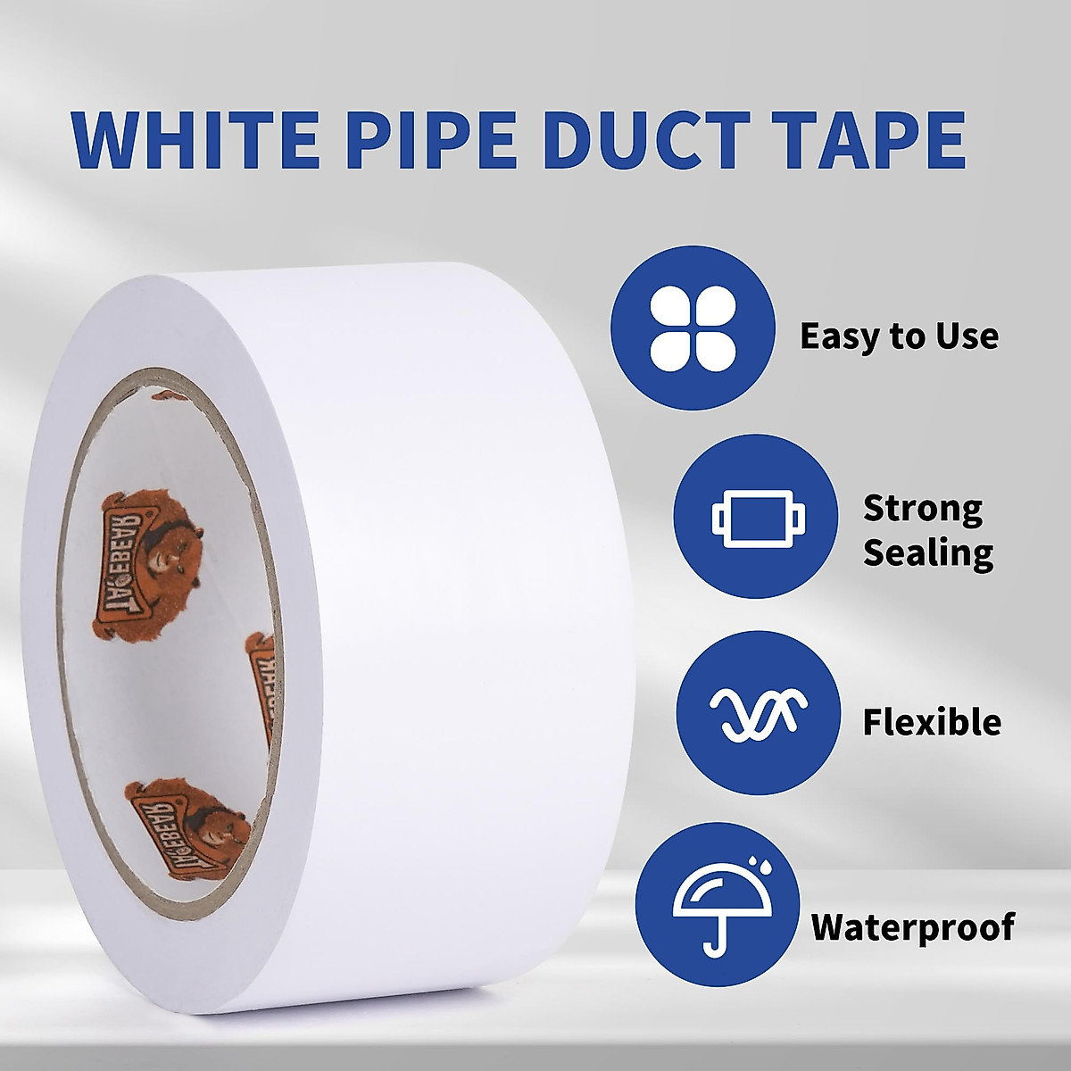TAPEBEAR Corrosion Protection Pipe Tape, Pipe Wrap Tape for Drain Pipe, Metal Electrical Outdoor Underground Pipe, Waterproof PVC White Tape, Duct Anti-Corrosion and Protection, 2Inch x 33Yard