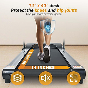 LIVIVOX Under Desk Treadmill，Max 3.5 HP Electric Walking Pad，Folding Treadmill with 300LBS Capacity Designed 2 in 1 Installation-Free Treadmills for Home & Office Small (Ordinary)