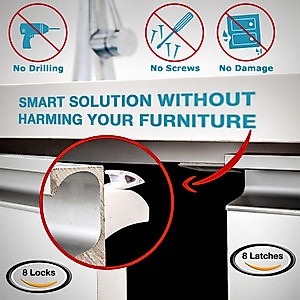 Invisible Magnetic Cabinet Locks Child Safety Kit, Secure Kitchen & Bedroom Cabinets. Cupboards with Baby Proofing Cabinets Door & Drawer Locks for Kids & Toddlers. Keys & 3M Adhesive Straps. (8)