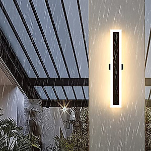 Aidenkid Outdoor LED Wall Lights Modern Wall Mounted Sconce Rectangular Long Strip Wall Lamps White Acrylic IP67 for Garden Terrace Background Wall (RGBCW, 67 INCH)