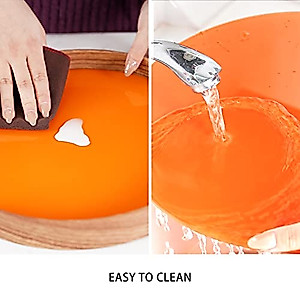 DalimFun Reversible Glass Serving Tray with Wooden Handles for Coffee Table, Vanity, Jewerly, Perfume and Make up Decorative Tray, Orange